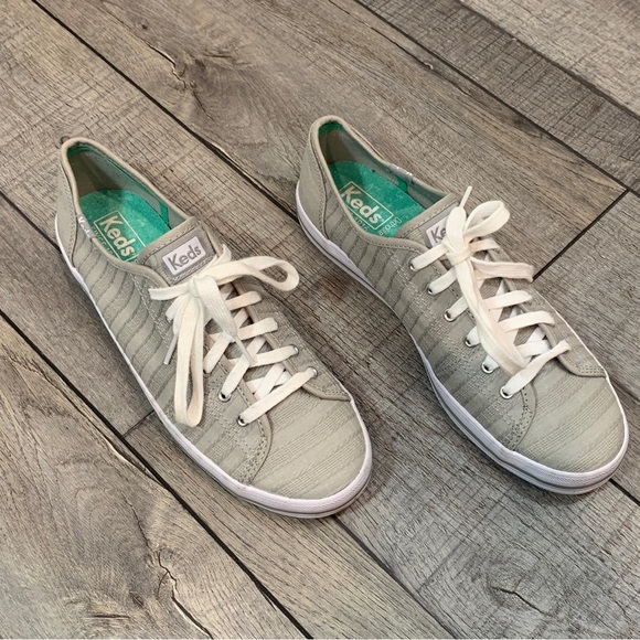 Keds | Shoes | Keds Womens Kickstart Gray Slub Stripe Fashion Sneaker ...